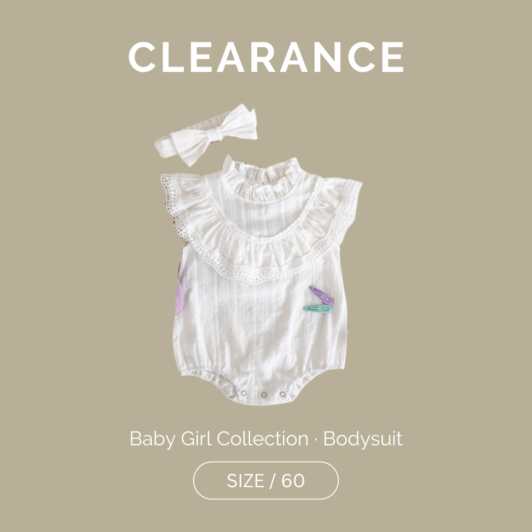 Ruffled Sleeveless Lace Bodysuit in White (size 60) – Hemito