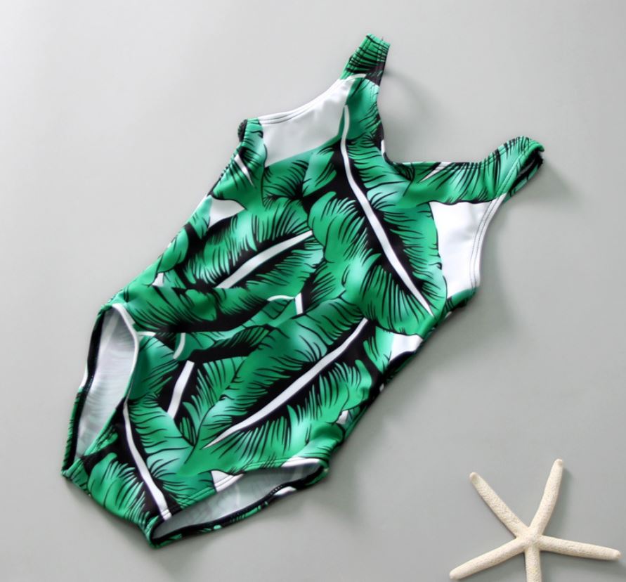 Leaf Print One-Piece Swimsuit – Hemito